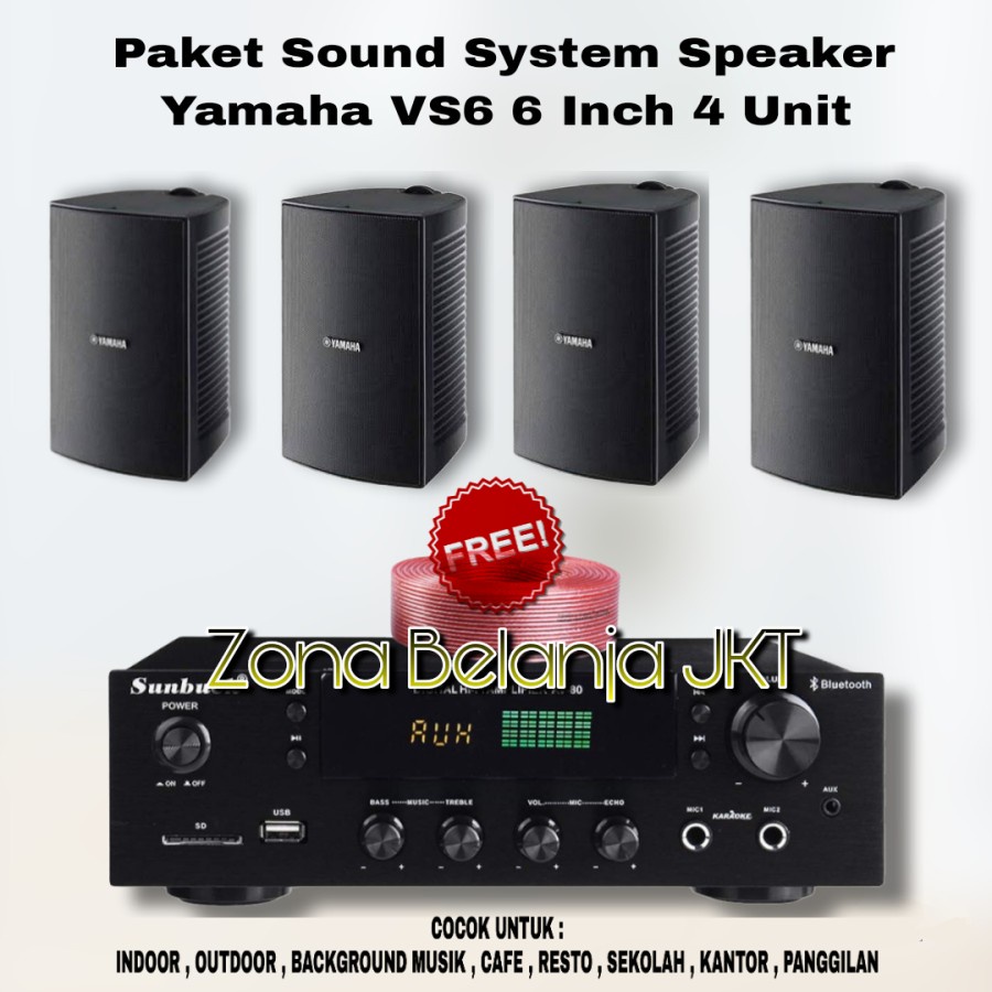 Jual PAKET SOUND SPEAKER YAMAHA VS6 6 INCH SPEAKER CAFE RESTO KARAOKE 4 SPEAKER AMPLIFIER USB ...