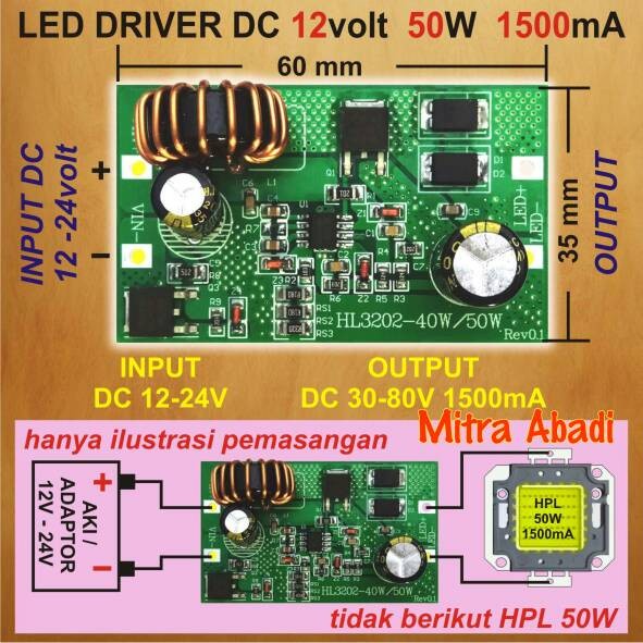 Jual LED Driver 50W 1500 mA DC-DC Tanpa Casing | Shopee Indonesia