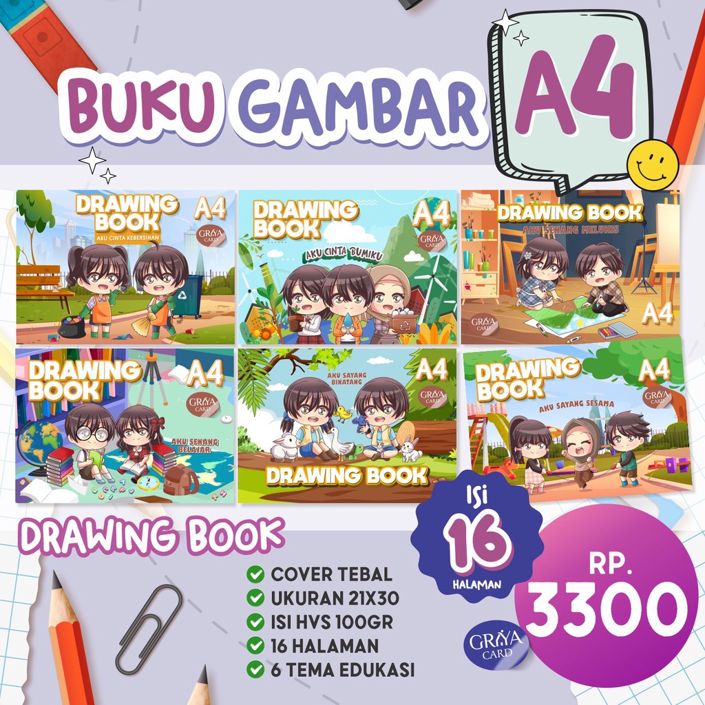 Jual DRAWING BOOK GRIYACARD A4 | BUKU GAMBAR A4 | GROSIR BUKU ...