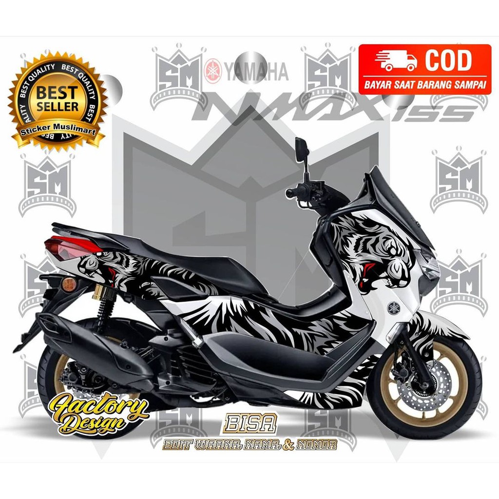 Jual Sticker decal full body Yamaha Nmax Karakter Macan HItam PUtih ...