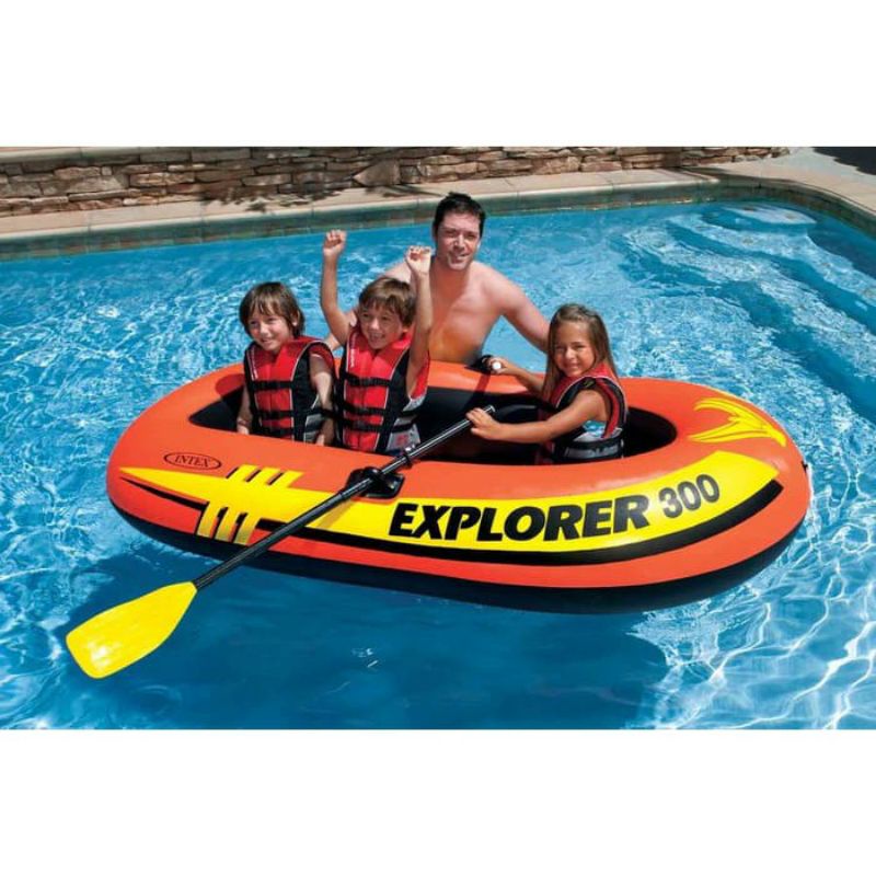 Jual INTEX 58332 EXPLORER 300 BOAT SET 211CM PERAHU 3ORANG free pompa ...