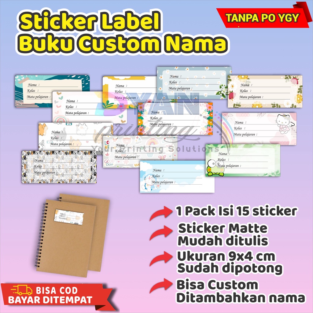 Jual 15 PCS STICKER LABEL BUKU BISA CUSTOM NAMA | Shopee Indonesia