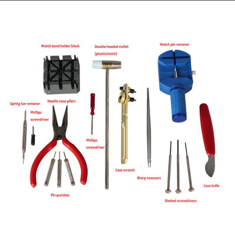 Jual Alat Service Jam Tangan Peralatan Perbaikan Jam Set Lengkap Obeng ...