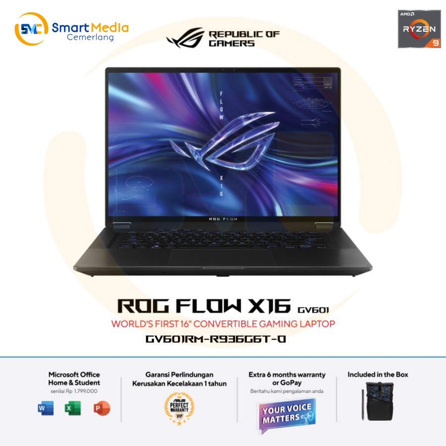 Jual ASUS ROG FLOW X16 GV601RM - R9-6900HS - 16GB - 1TB - RTX3060 6GB ...