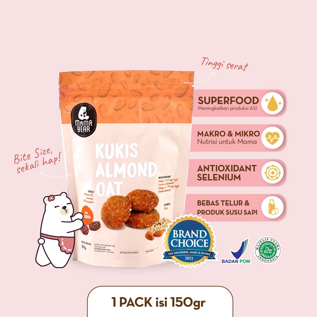 Jual Mama Bear Kukis Almond Oatmeal | Snack Pelancar ASI | Shopee Indonesia