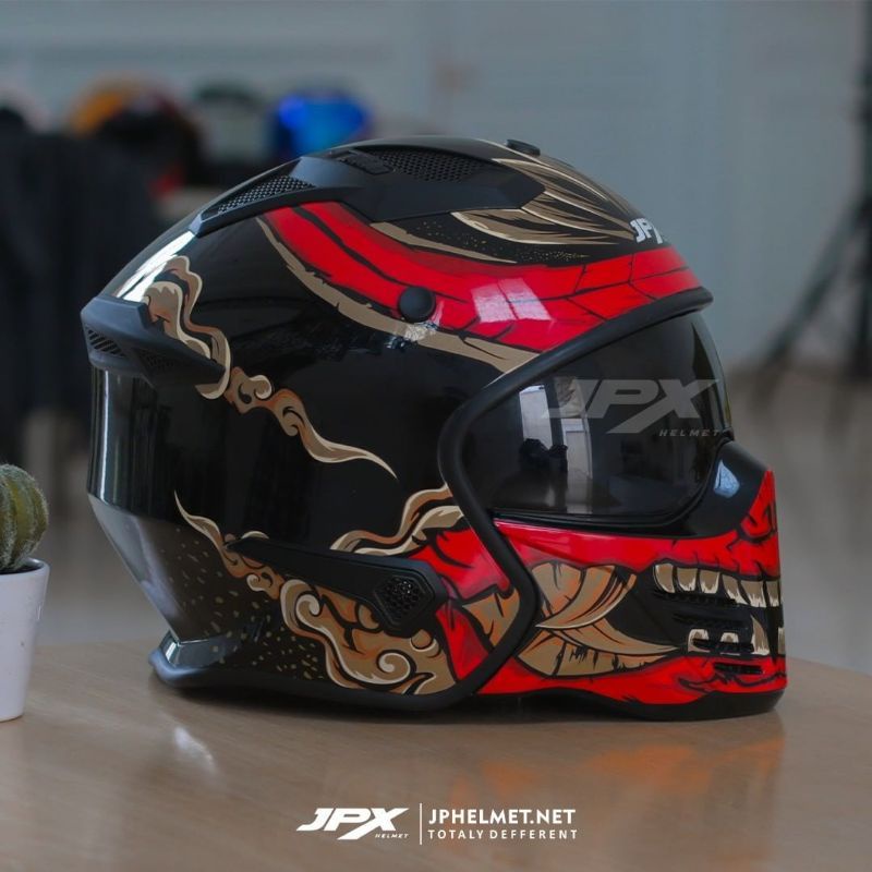 Jual HELM JPX MX726R R06 SYNDICATE BLACK GLOSS ORIGINAL HELM TOURING ...