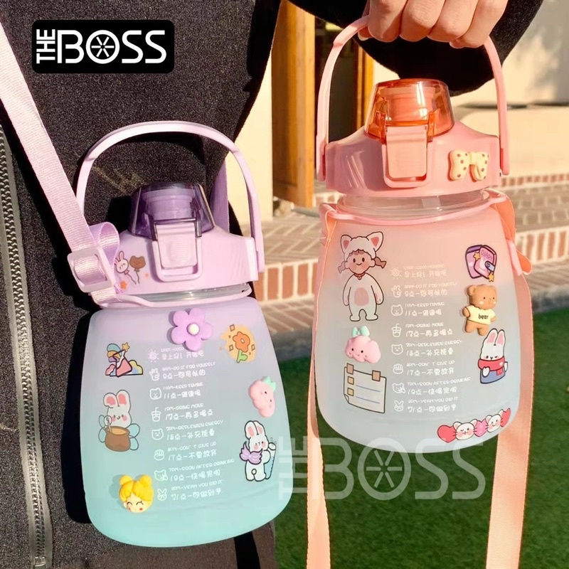 Jual Tempat Minum Botol Minum Viral Gemoy 1.3Liter Motivasi Free ...