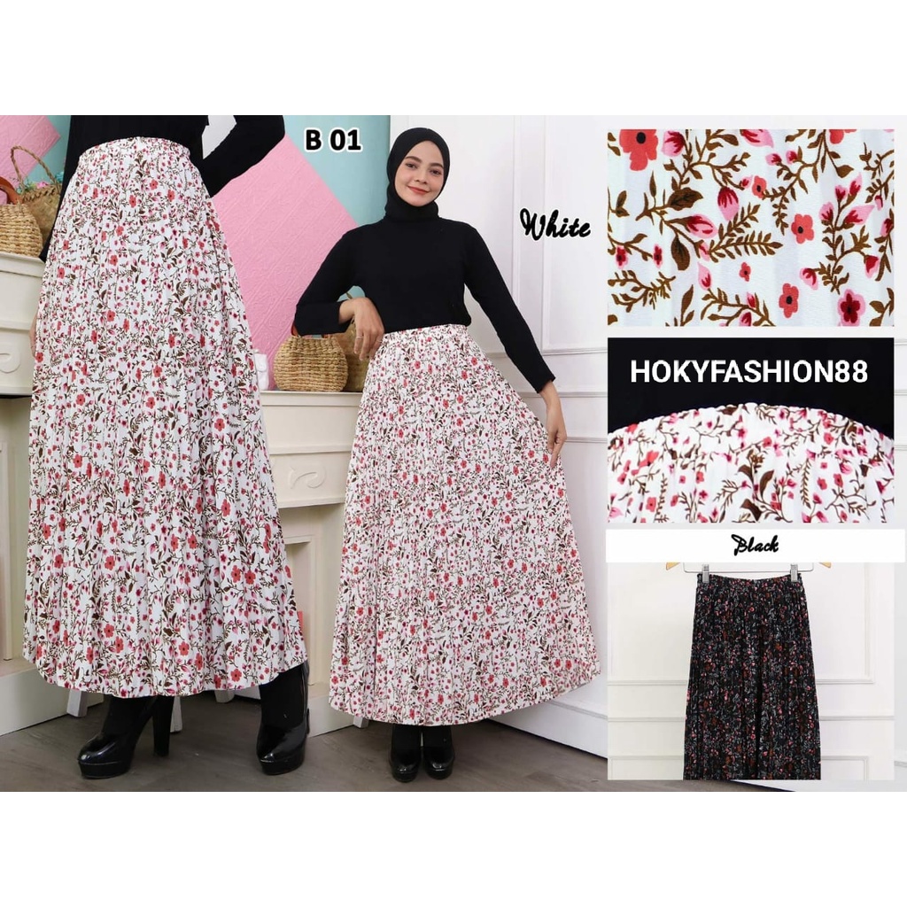 Jual ROK PLISKET MOTIF FLOWERS LILY // ROK MOTIF PLISKET FLOWERS LILY ...