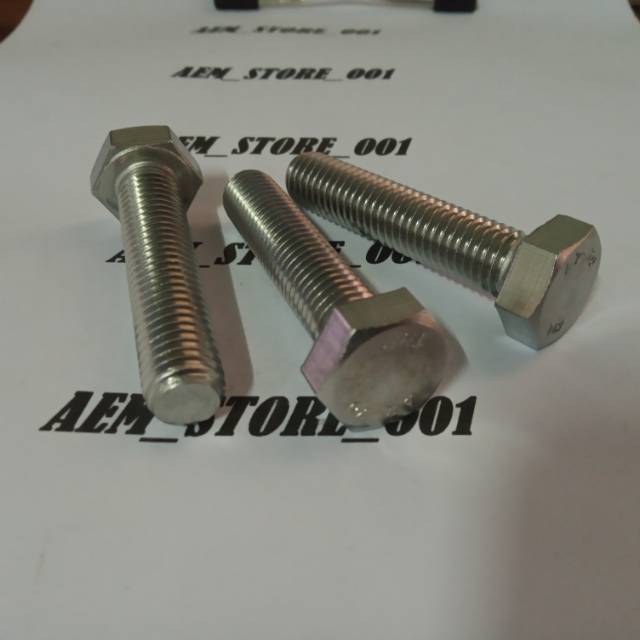 Jual Baut hex M12 x 55 (5.5cm) stainless 304, baut kunci 19, baut kunci stainless | Shopee Indonesia