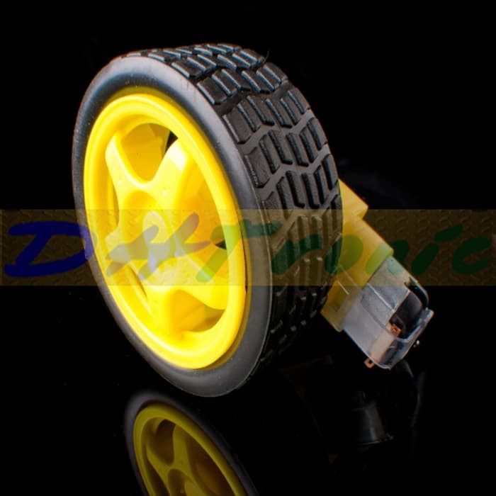 Jual Roda + Motor DC Gearbox Smart Car Robot Tyre 1:48 Gear Ratio Ban ...