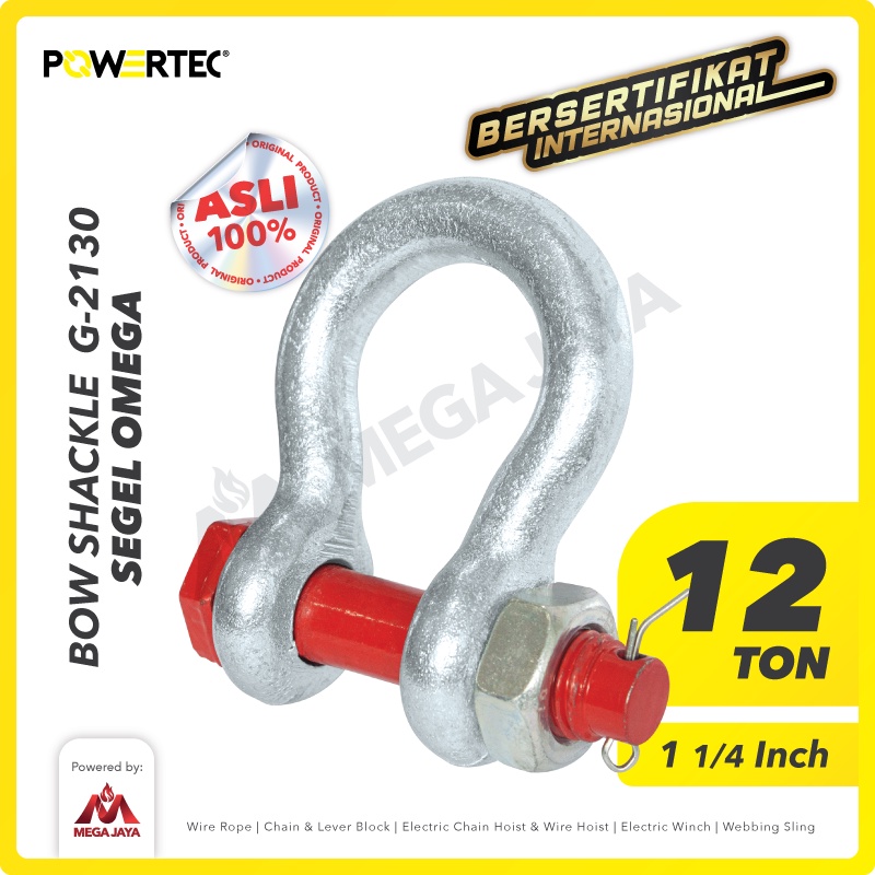 Jual POWERTEC Bow Shackle Omega G2130 12 Ton - 1-1/4" Segel Bolt Type ...
