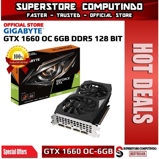 Jual VGA Gigabyte GTX 1660 OC /GTX1660 OC 6GB DDR5 -GV-N1660OC-6GD | Shopee Indonesia