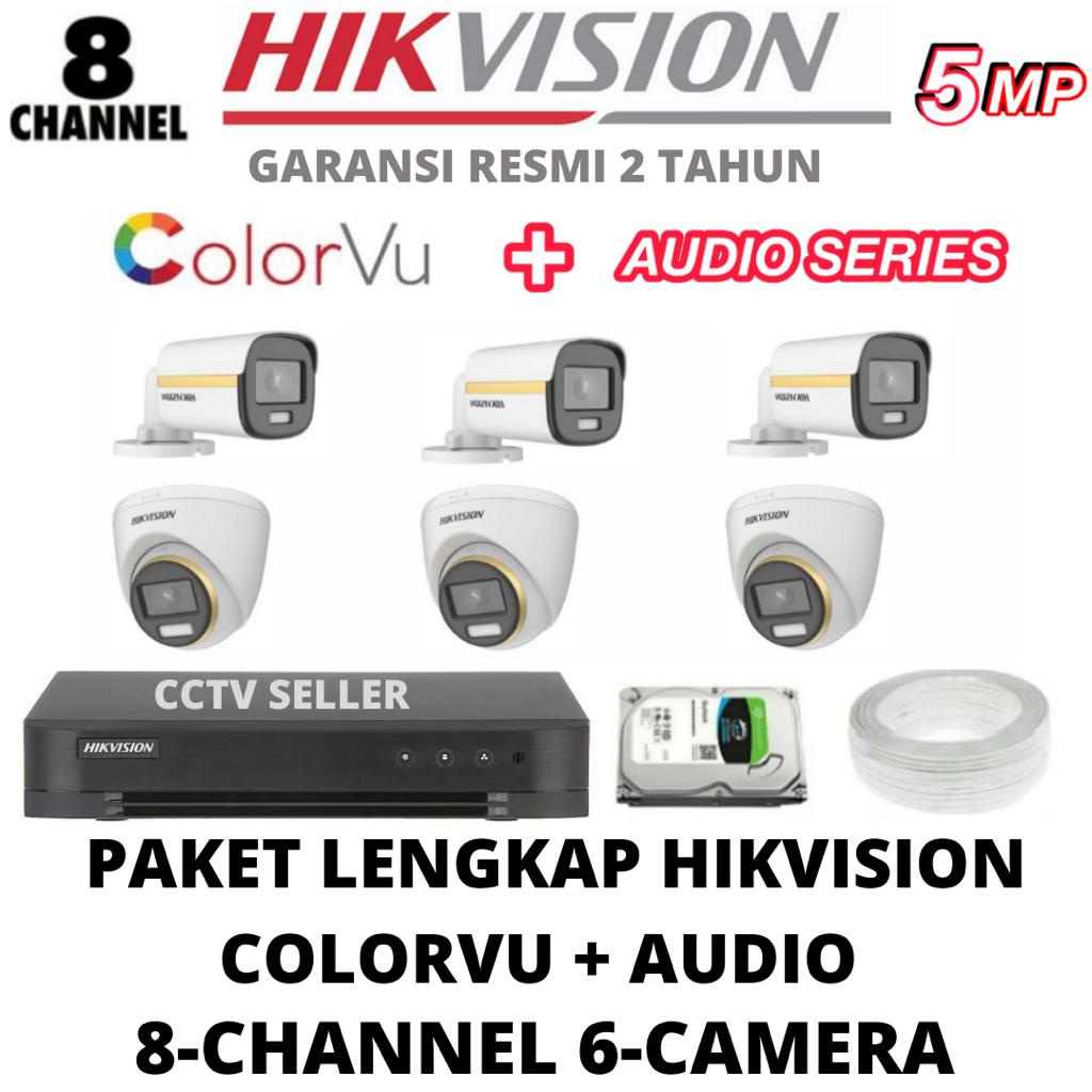Jual PAKET CCTV HIKVISION 5MP COLORVU AUDIO 8 CHANNEL 6 CAMERA | Shopee ...