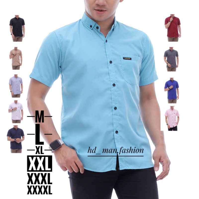 Jual HEM Kemeja Polos Pria Kemeja Kasual Kemeja Pria Kemeja Pendek Kemeja Baju Kemeja Jumbo XXXL ...