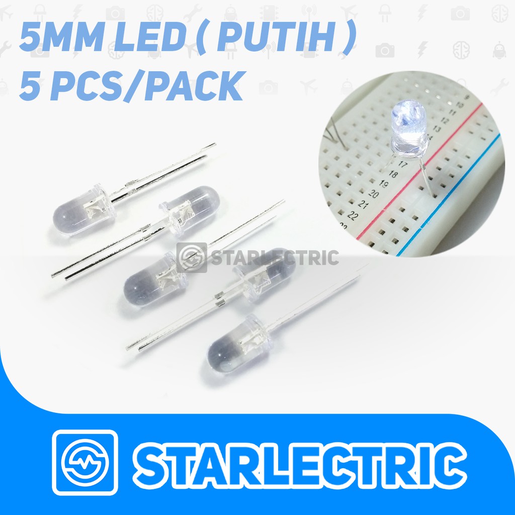 Jual LED 5mm Putih (5pcs/pack) | Shopee Indonesia