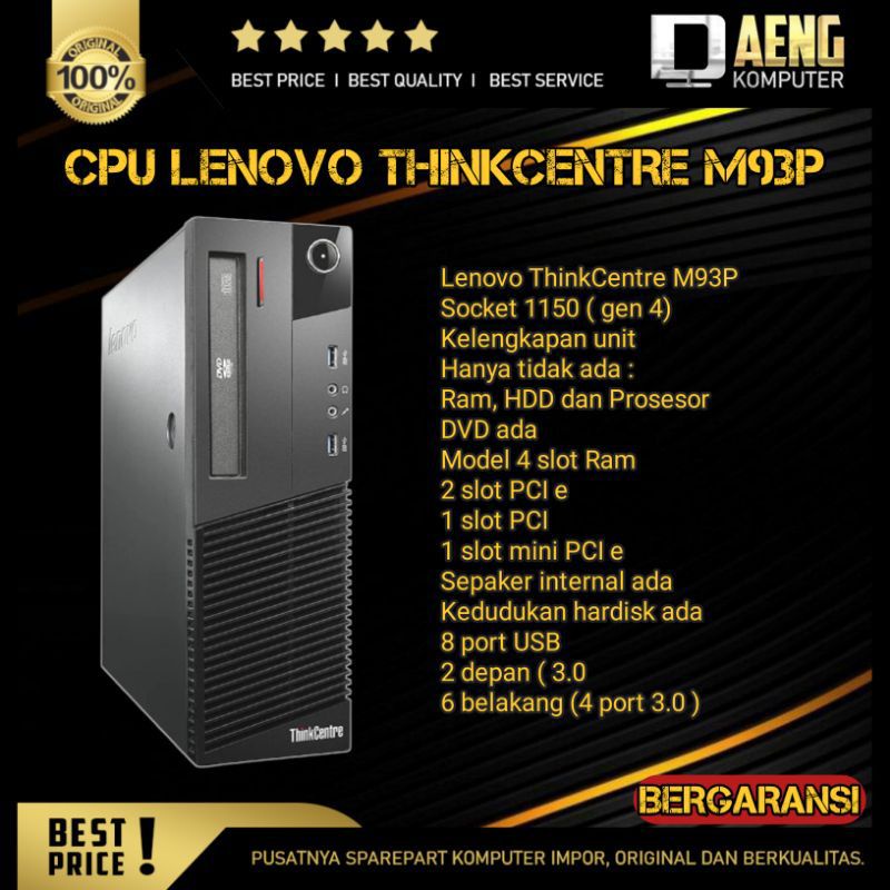 Jual Cpu Pc Mini Merk Lenovo ThinkCentre M93P Socket 1150 gen 4 ...