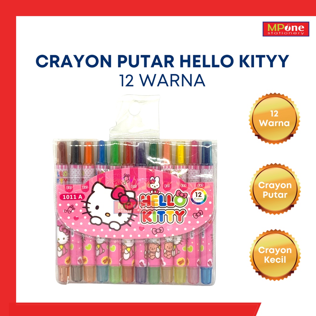 Jual VIS-1 Crayon Putar Pendek Hello Kitty / Crayon Putar Mini / Crayon ...