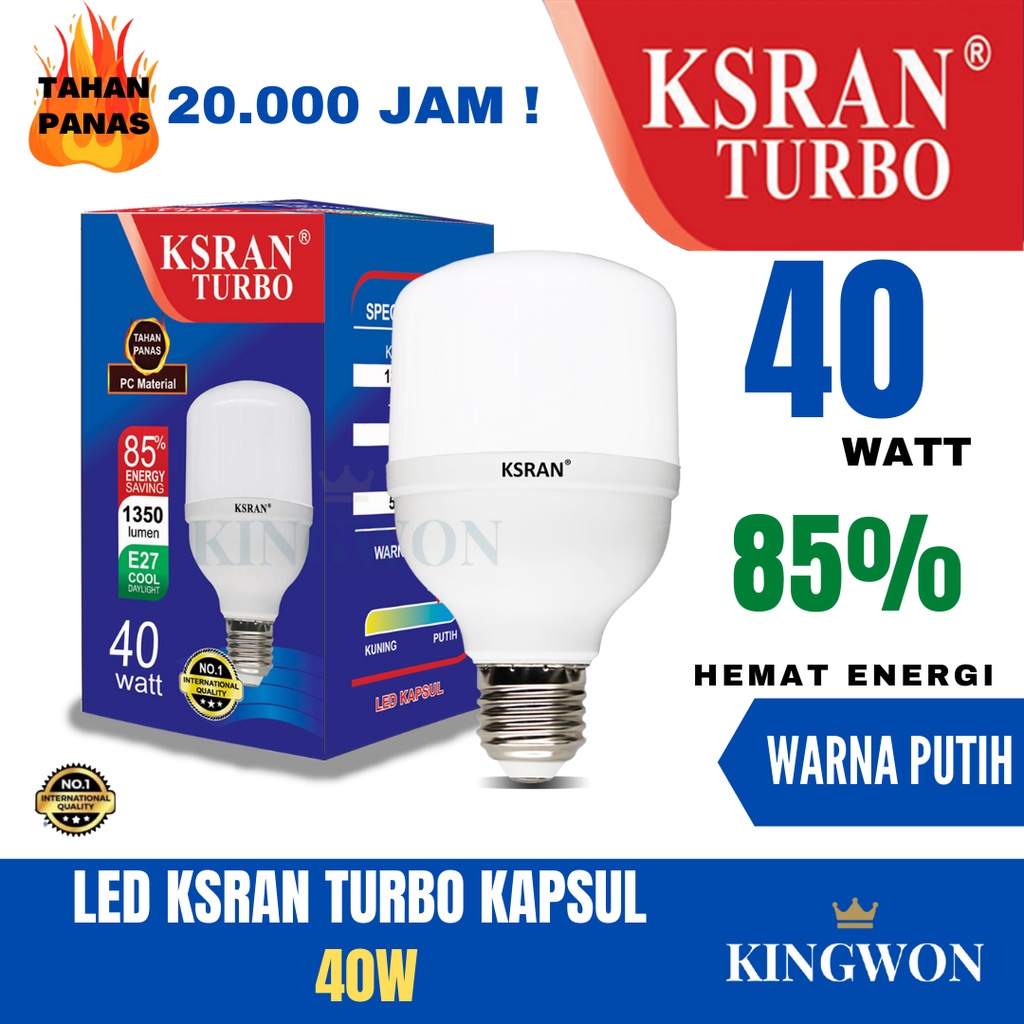 Jual KSRAN Lampu LED 40 Watt TURBO Putih KAPSUL BOHLAM LED HEMAT ENERGI BOHLAM LED Jumbo tBulb ...