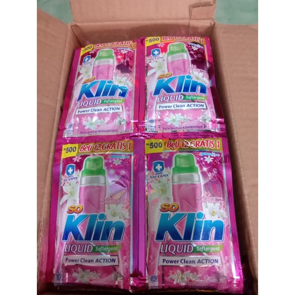Jual So Klin Liquid Softergent sachet 500an ( 1 renceng isi 12pcs ...