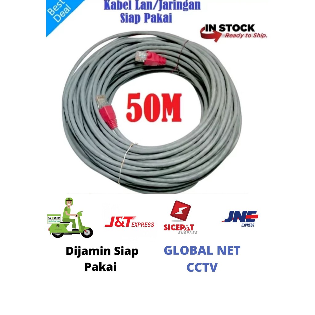 Jual Kabel LAN 50M UTP CAT5e -Rj45 - Plugboot Grey 50 M Siap Pakai 50 ...