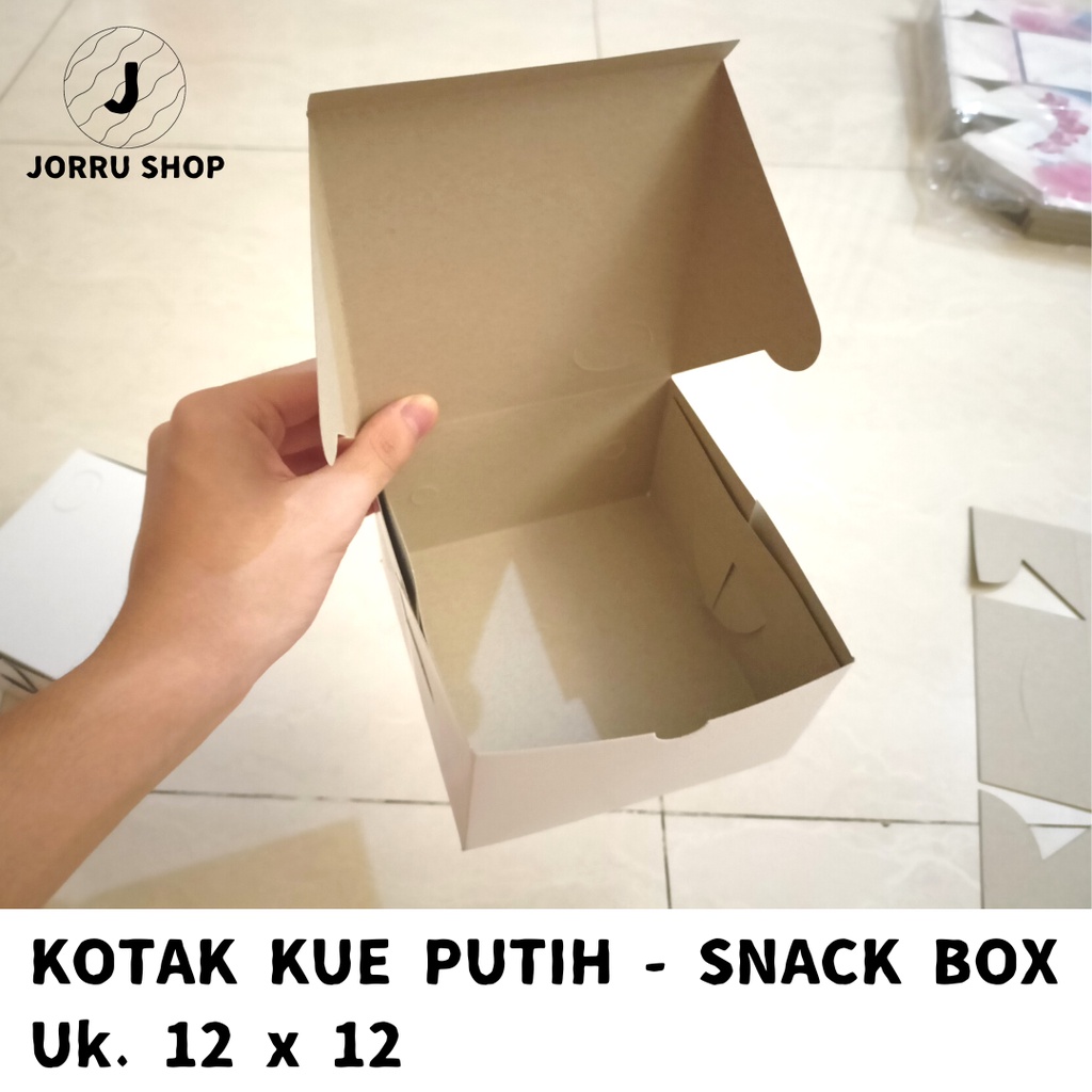 Jual KOTAK KUE - SNACK BOX PUTIH POLOS Uk. 12 x 12 | Shopee Indonesia