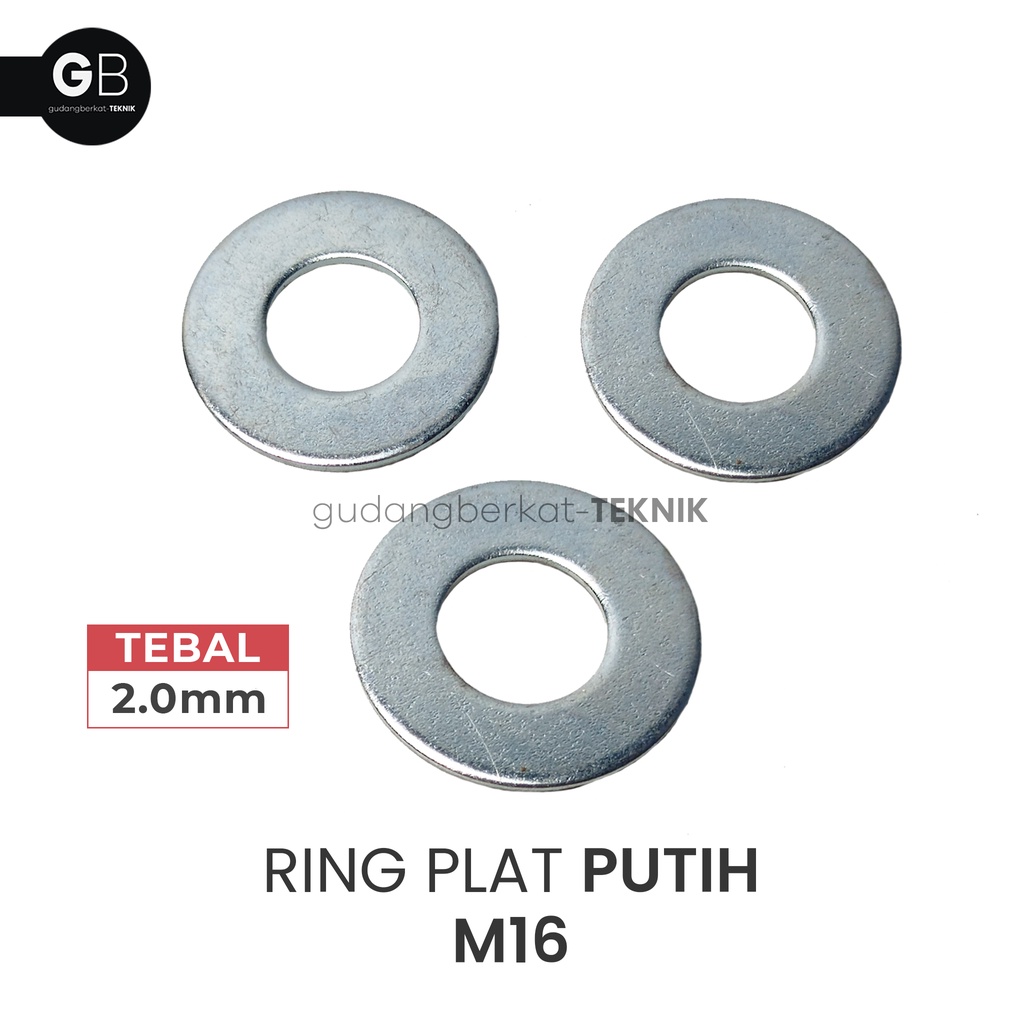 Jual RING PLAT M16 PUTIH TEBAL / WASHER PLATE / RINGPLAT 16MM GALVANIS ...