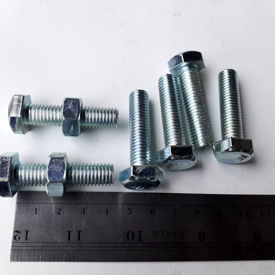 Jual BAUT MUR M10 X 40 PUTIH BMP M10X40 PANJANG 4CM 4 CM KUNCI 17 GALVANIZ GALVANIS | Shopee ...