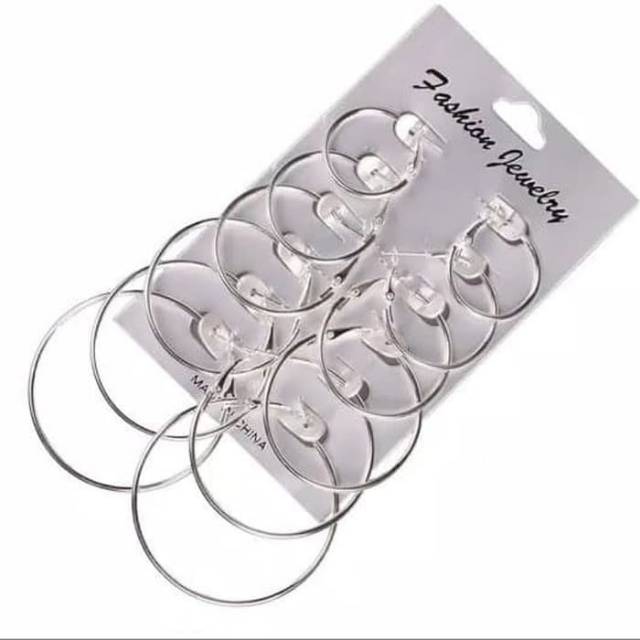 Jual Anting bulat 1 set anting bulet hoops ANTING HIJAB HOOP Korea 6 ...