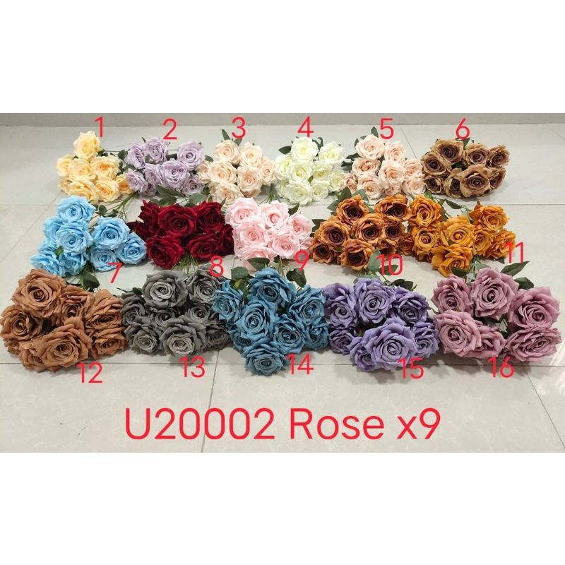 Jual Rose bush x9 Artificial / bunga mawar bercabang x9 / bunga palsu ...