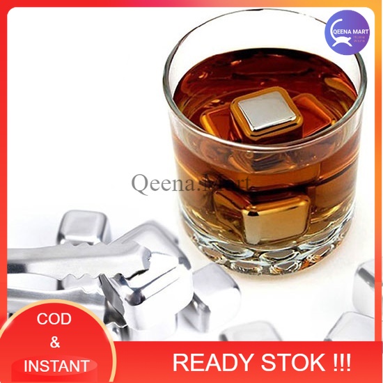 Jual Reusable Stainless Steel Ice Cube 8 PCS / Es Batu Stainless ...