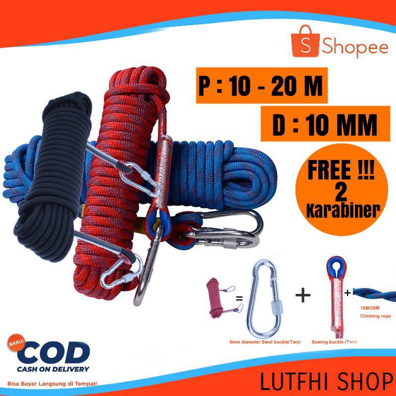 Jual Tali Karmantel Tali Paracord Panjang Tebing Climbing Rope 10 ...
