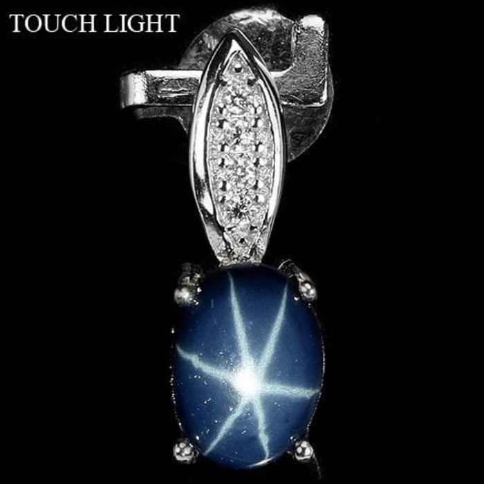 Jual LIONTIN NATURAL 6 RAYS STAR BLUE SAPPHIRE & WHITE CZ REAL PERAK ...