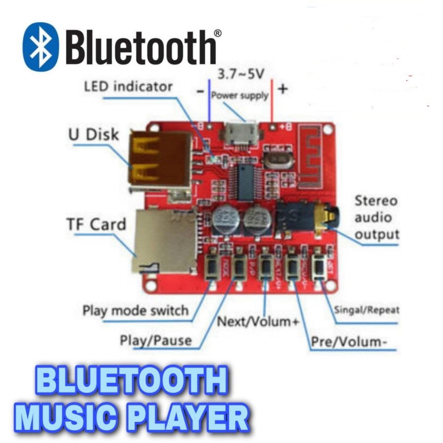 Jual Modul MP3 Player Musik Bluetooth Stereo USB Flashdisk SD Card ...
