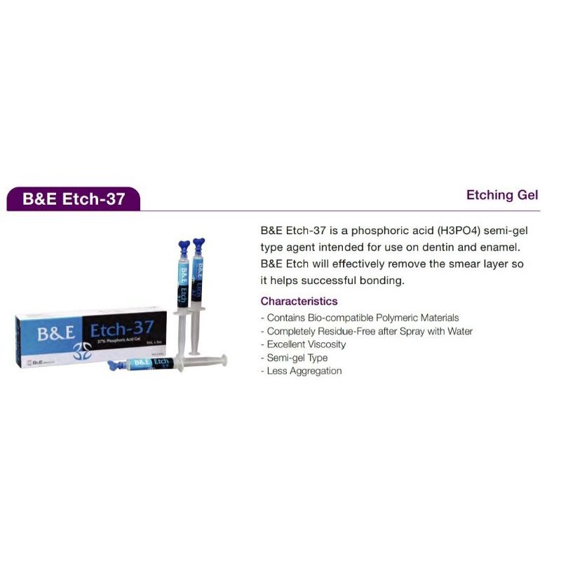 Jual B&E Etching Gel pack 5 Syringe / Dental Etsa gel / Dental Etch 37% HAN ETCH | Shopee Indonesia