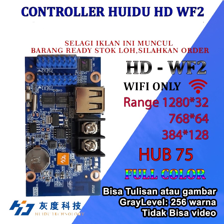 Jual HD WF2 HD-WF2 WIFI Kontroler HUIDU FULL COLOR RUNNING TEXT | Shopee Indonesia