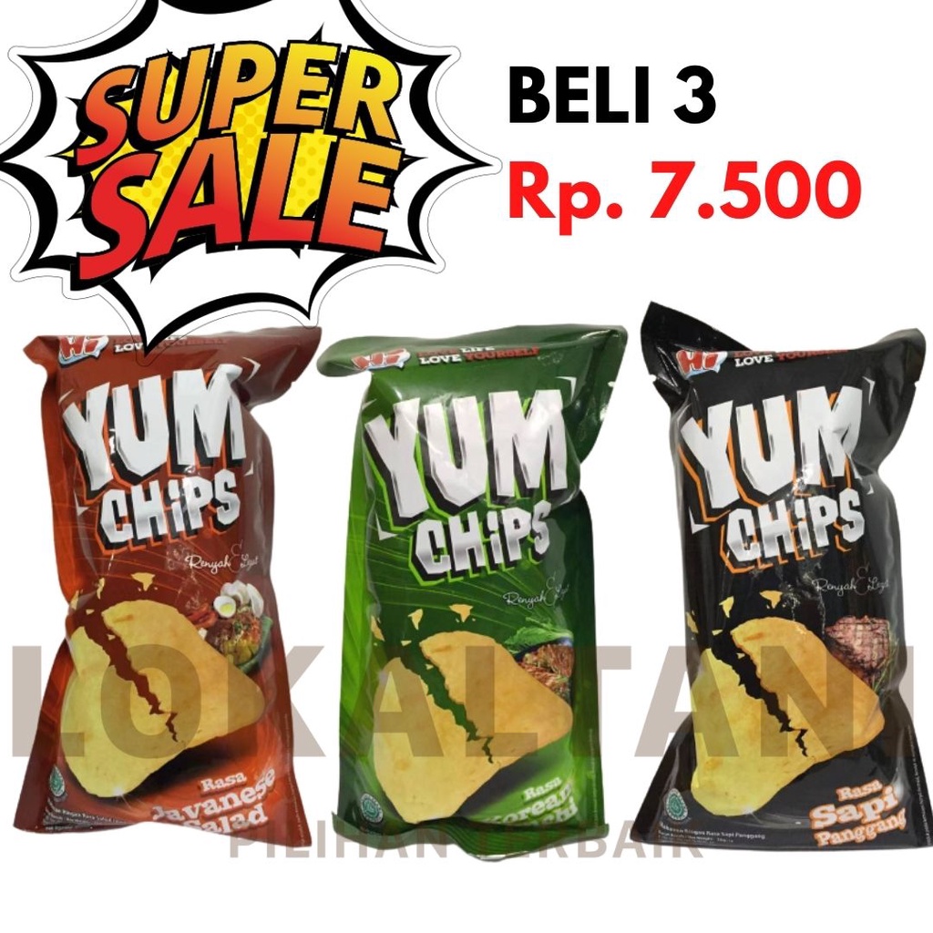 Jual Yum Chips Potato Kripik Kentang - 26gram (3pcs) | Shopee Indonesia