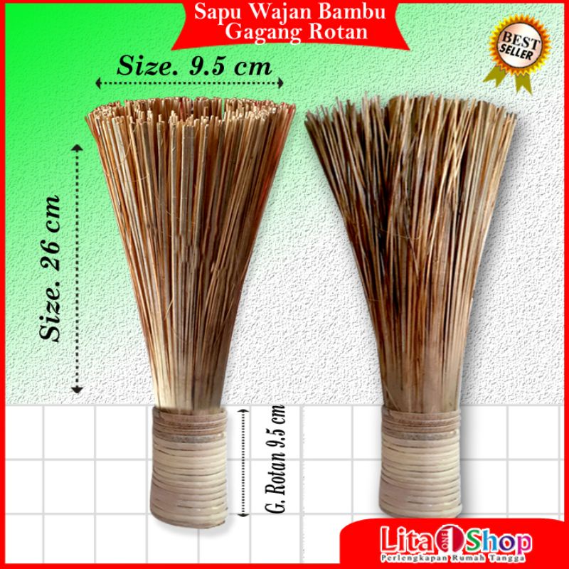 Jual Sapu Kuali / Sapu Wajan / Wok Brush Tebal Kulit Bambu / Gagang ...