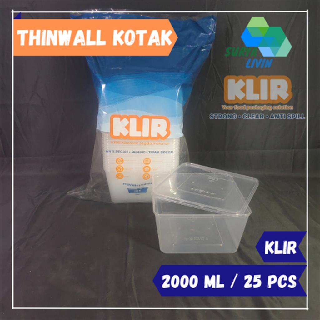 Jual Thinwall Kotak 2000ml 25 Pcs Klir Kotak Makan Food Container