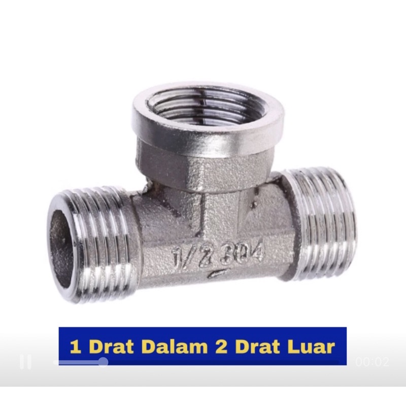 Jual Nepel T Stainless 1 Drat Dalam 2 Drat luar - Nepel Tee 1/2 Inch 1/ ...
