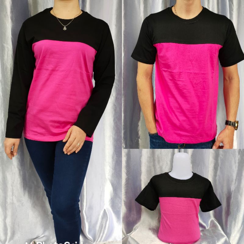 Jual kaos polos reglan Pink-Hitam kombinasi uk 20 22 S M L XL XXL ...