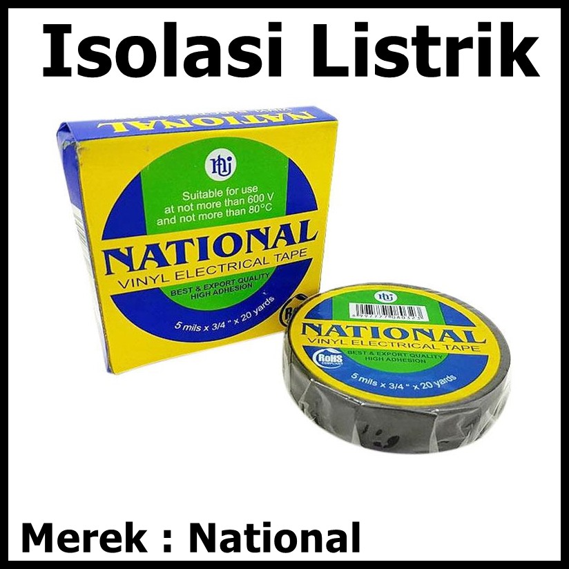 Jual Isolasi Hitam untuk Kabel Listik Kotak Merek National | Shopee ...