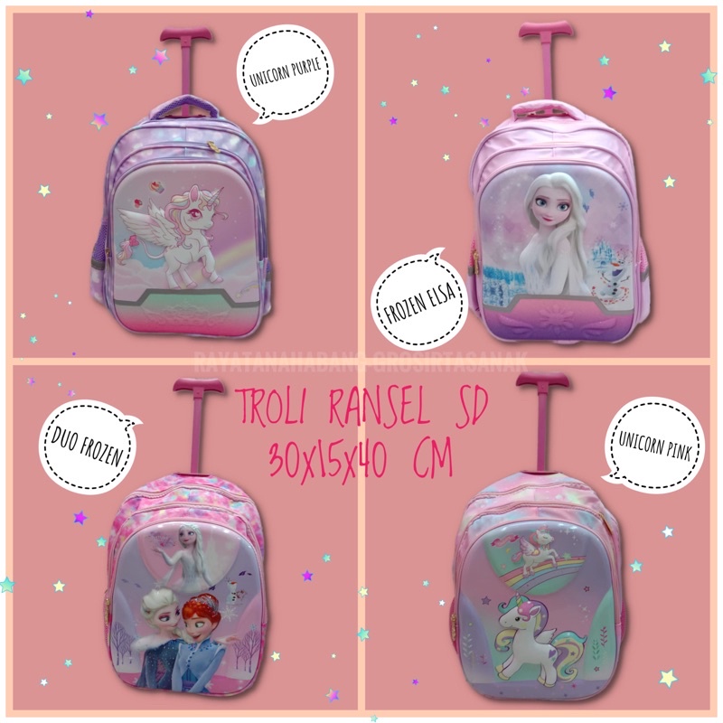 Jual Tas Troli Trolley Dorong Sekolah Anak SD Unicorn Frozen | Shopee ...
