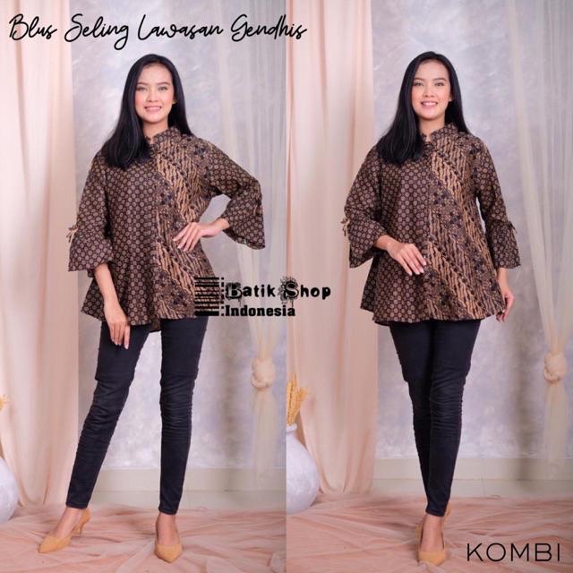Jual Blus Seling Lawasan Gendhis Batik Kerja Kantoran Atasan Jumbo Blouse Kondangan Klasik ...