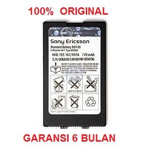 Jual Baterai battery Sony Ericsson Battery BST-25 / T630,T610 100% ...