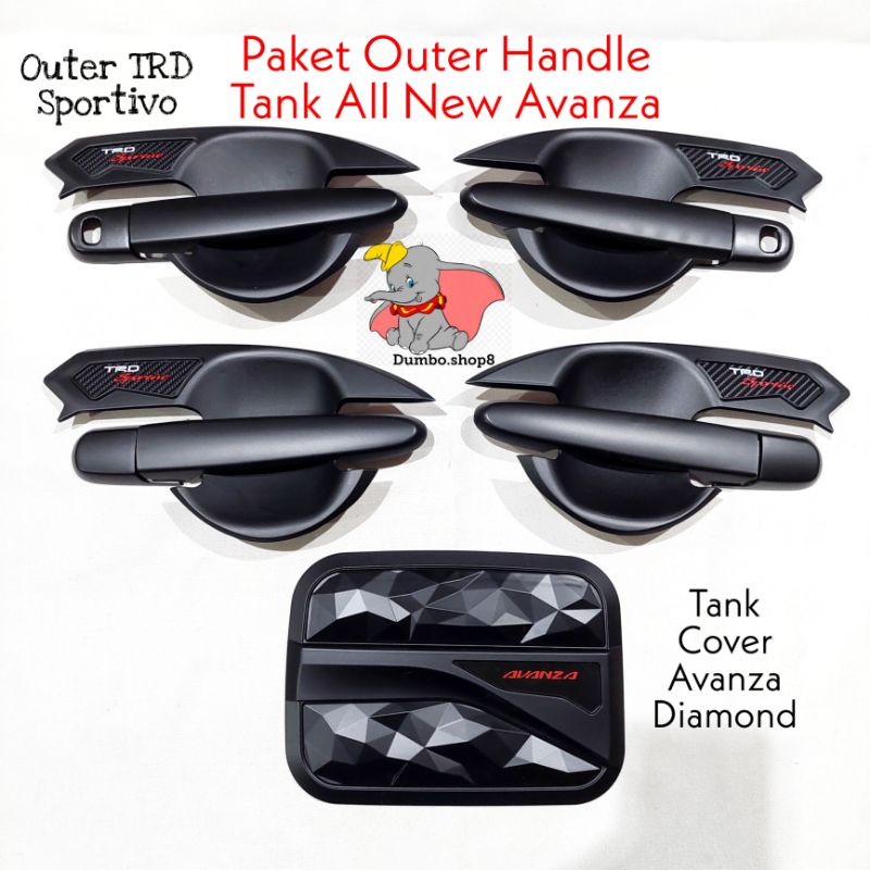 Jual Paket Outer TRD Sportivo Handle Tank Cover Hitam Diamond All New Avanza / Xenia 2016 - 2021 ...