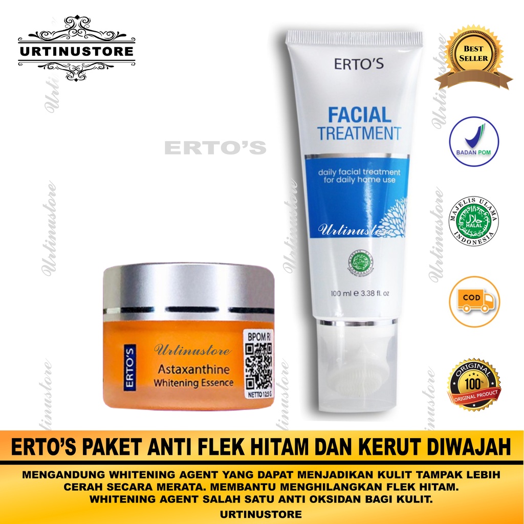 Jual Ertos Paket Anti Flek Noda Hitam Dan Kerut Diwajah 2 In 1 (Facial Treatment & Astaxanthine ...