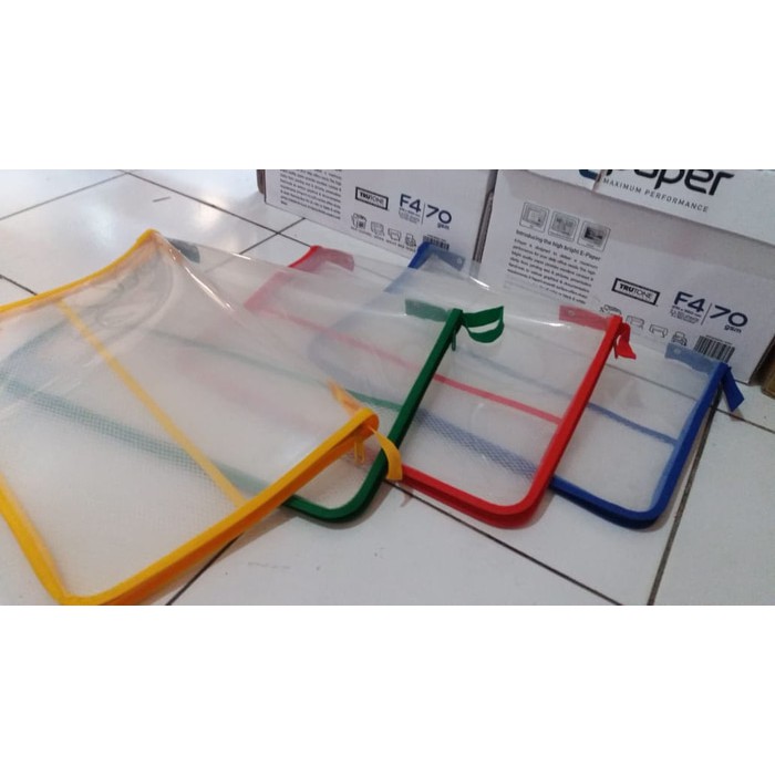 Jual Map Plastik Resleting Zipper Bag F4 Folio Map Jala Plastik