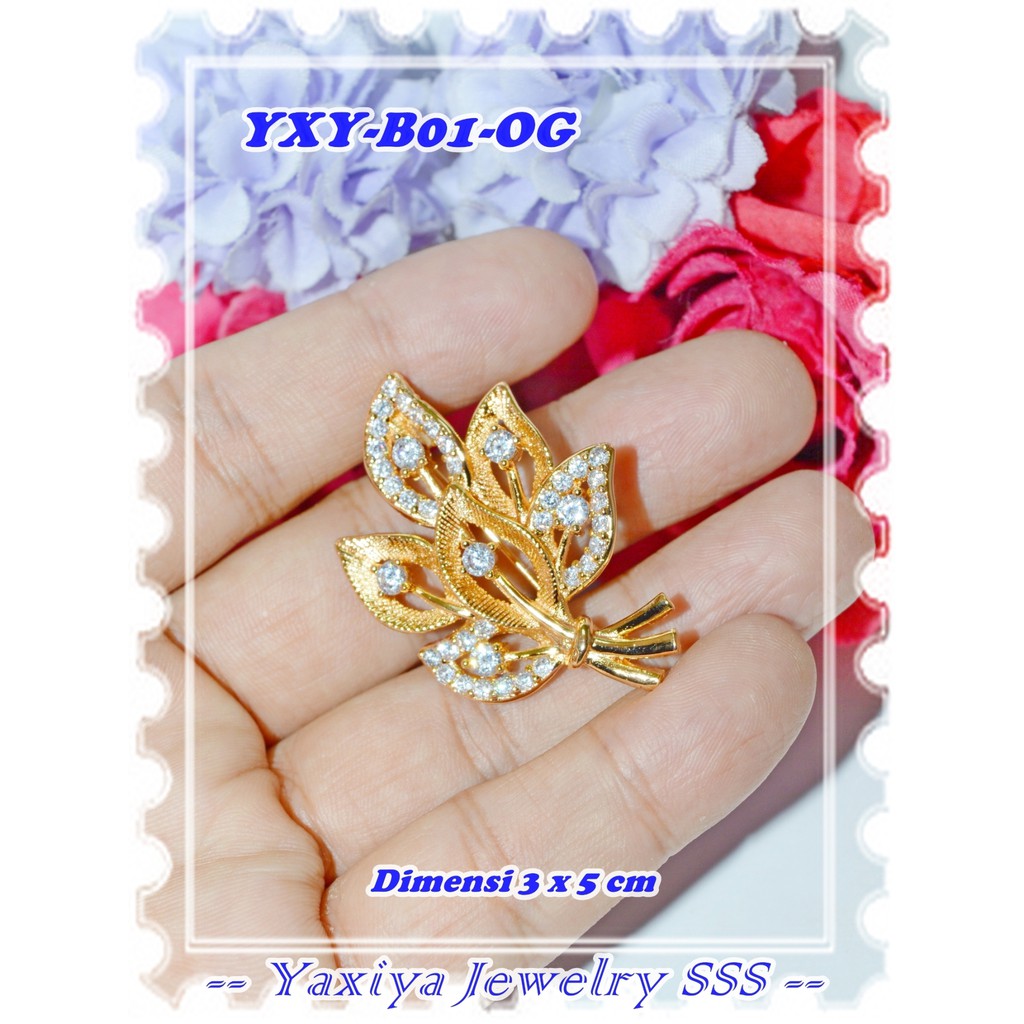 Jual SALE Bross Lapis Emas 18K YXY-B01-OG Ikat Bunga Gold Merek Yaxiya Original | Shopee Indonesia