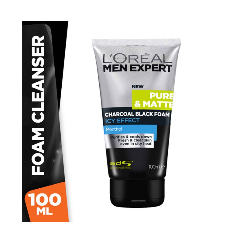Jual L'Oreal Paris Men Expert Pure & Matte Charcoal Black Foam Icy ...