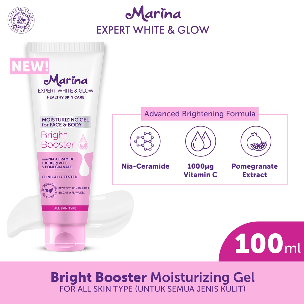 Jual Marina Expert White & Glow Pelembap Gel Bright Booster 100 ml ...